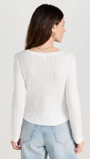 LESET Classic Pointelle Knit Cardigan