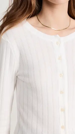 LESET Classic Pointelle Knit Cardigan