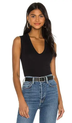 Enza Costa Supima Sleeveless U Tank - Black