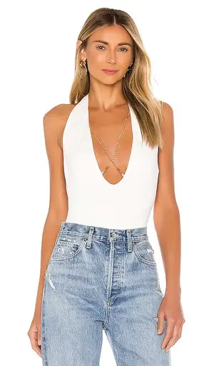 Superdown Jewels Cross Front Bodysuit