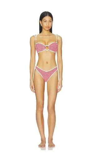 MONTCE Lulu Bikini Bottom - Red Micro Gingham