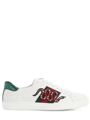 Gucci Snake New Ace Leather Sneakers White-17