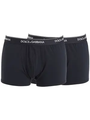 Dolce & Gabbana Pack Of 2 Logo Cotton Boxer Briefs Navy