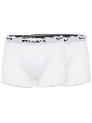 Dolce & Gabbana Pack Of 2 Logo Cotton Boxer Briefs White
