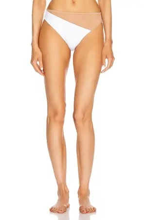 Norma Kamali Snake Mesh Bottom Swimsuit - White & Nude Mesh