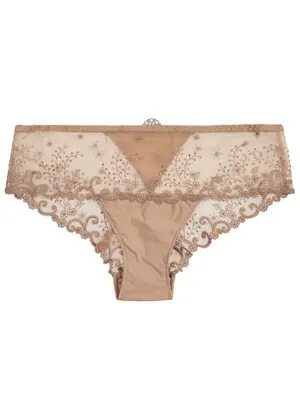 Simone Perele Delice Embroidered Tulle Briefs - Nude