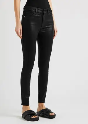 Paige Hoxton Ankle Coated Skinny Jeans - Black