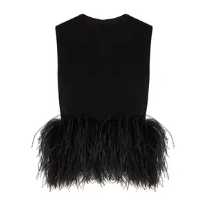 16Arlington Dickinson Feather-trimmed Top