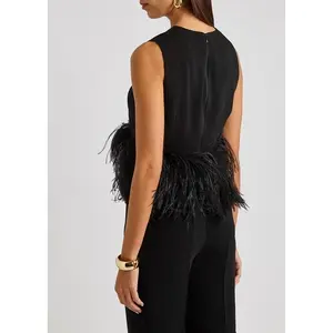 16Arlington Dickinson Feather-trimmed Top