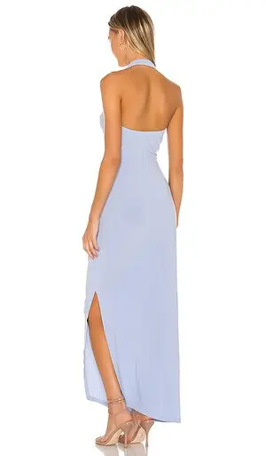 Norma Kamali Halter Sweetheart Side Drape Gown - Celestial Blue