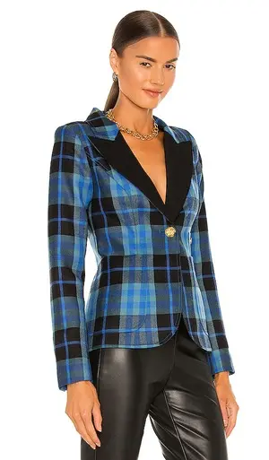 Smythe Patch Pocket Duchess Blazer - Blue Tartan & Black