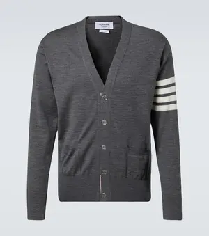 Thom Browne 4-bar Merino Wool Cardigan - Grey