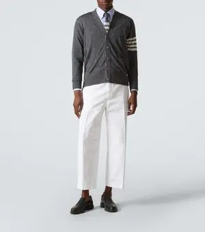 Thom Browne 4-bar Merino Wool Cardigan - Grey