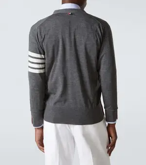 Thom Browne 4-bar Merino Wool Cardigan - Grey