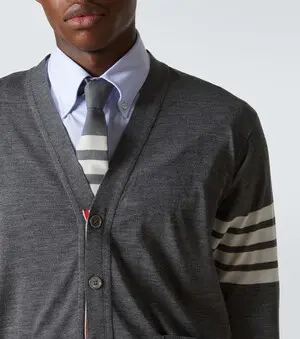 Thom Browne 4-bar Merino Wool Cardigan - Grey