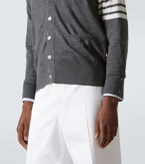 Thom Browne 4-bar Merino Wool Cardigan - Grey
