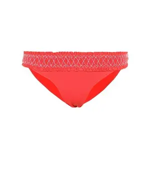 Heidi Klein Sophia Smocked Bikini Bottom - Red