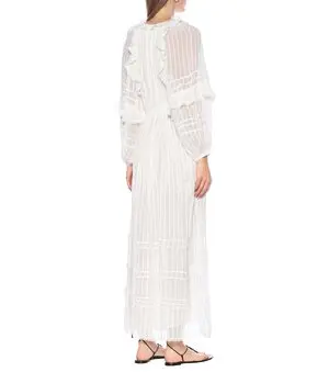 chinese dress ladies Isabel Marant Etoile Maxi Dress Meadlon White Embroidered Cotton Size –  Celebrity Owned main image 0