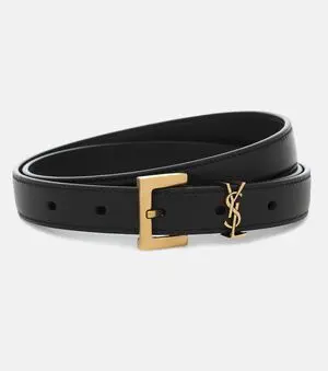 SAINT LAURENT Cassandre Slim Leather Belt