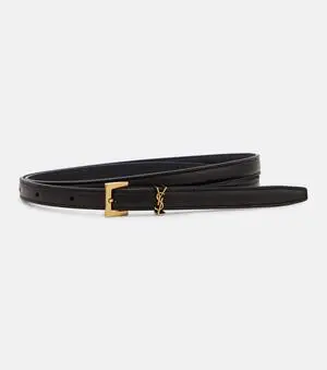 SAINT LAURENT Cassandre Slim Leather Belt