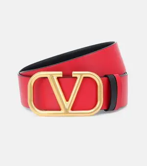 Valentino Garavani Vlogo Signature Reversible Leather Belt - Black