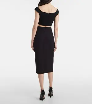 Safiyaa Hokoku Crêpe Pencil Skirt - Black