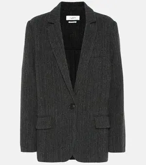 MARANT ETOILE Charly Herringbone Wool Jacket - Black