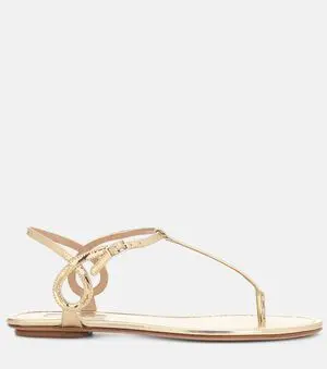 AQUAZZURA Almost Bare Metallic Leather Sandals - Gold
