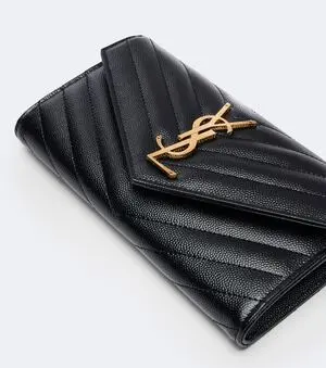 Saint Laurent Monogram Large Leather Wallet - Black