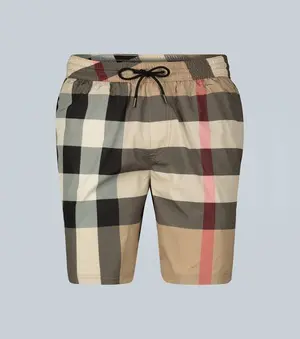 Burberry Large Check-print Swim Shorts - Beige