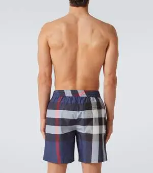 Burberry Large Check-printed Swim Shorts - Blue
