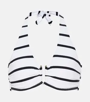 Heidi Klein Core Striped Bikini Top - White