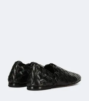 Bottega Veneta Intreccio Leather Slippers - Black