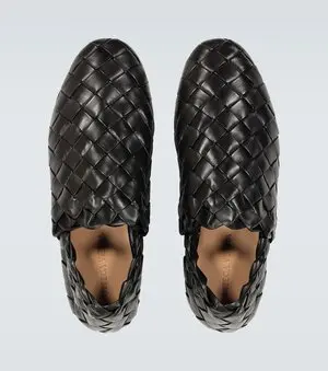Bottega Veneta Intreccio Leather Slippers - Black