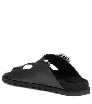 ROGER VIVIER Slidy Viv' Leather Sandals - Black