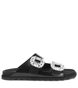 ROGER VIVIER Slidy Viv' Leather Sandals - Black