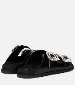 ROGER VIVIER Slidy Viv' Leather Sandals - Black