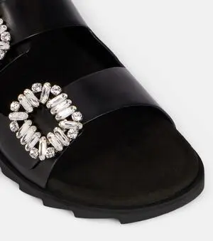 ROGER VIVIER Slidy Viv' Leather Sandals - Black