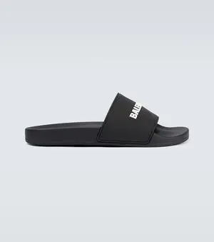 Balenciaga Pool Logo Slides - Black