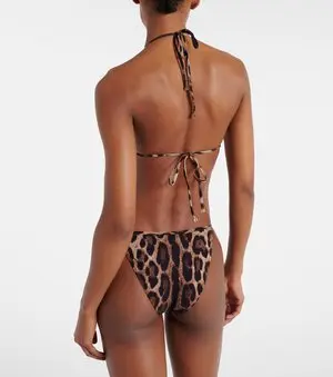 Dolce & Gabbana Leopard Print Bikini Bottoms - Brown