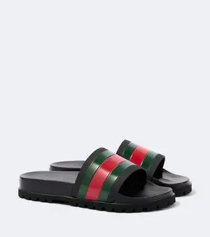 Gucci Striped Web Slide Sandals - Black