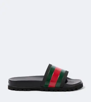 Gucci Striped Web Slide Sandals - Black