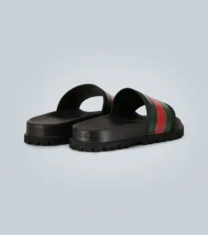 Gucci Striped Web Slide Sandals - Black