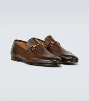 Gucci Jordaan Leather Loafers - Brown