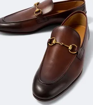 Gucci Jordaan Leather Loafers - Brown