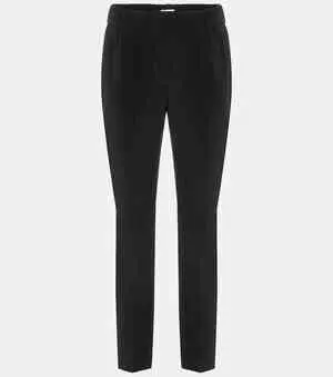 Brunello Cucinelli Silk-blend Cropped Pants - Black