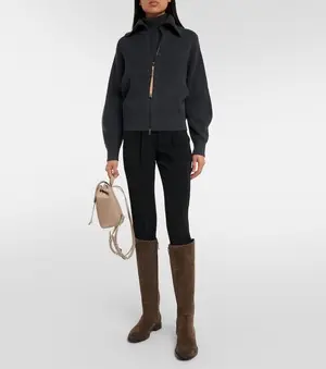 Brunello Cucinelli Silk-blend Cropped Pants - Black