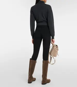 Brunello Cucinelli Silk-blend Cropped Pants - Black