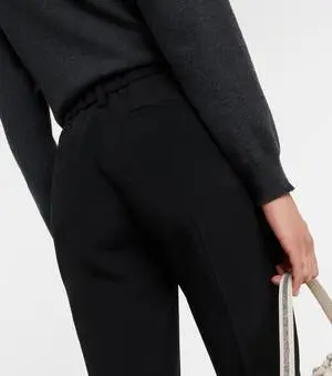 Brunello Cucinelli Silk-blend Cropped Pants - Black