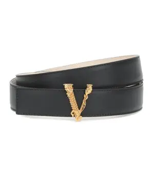 Versace Virtus Leather Belt - Black